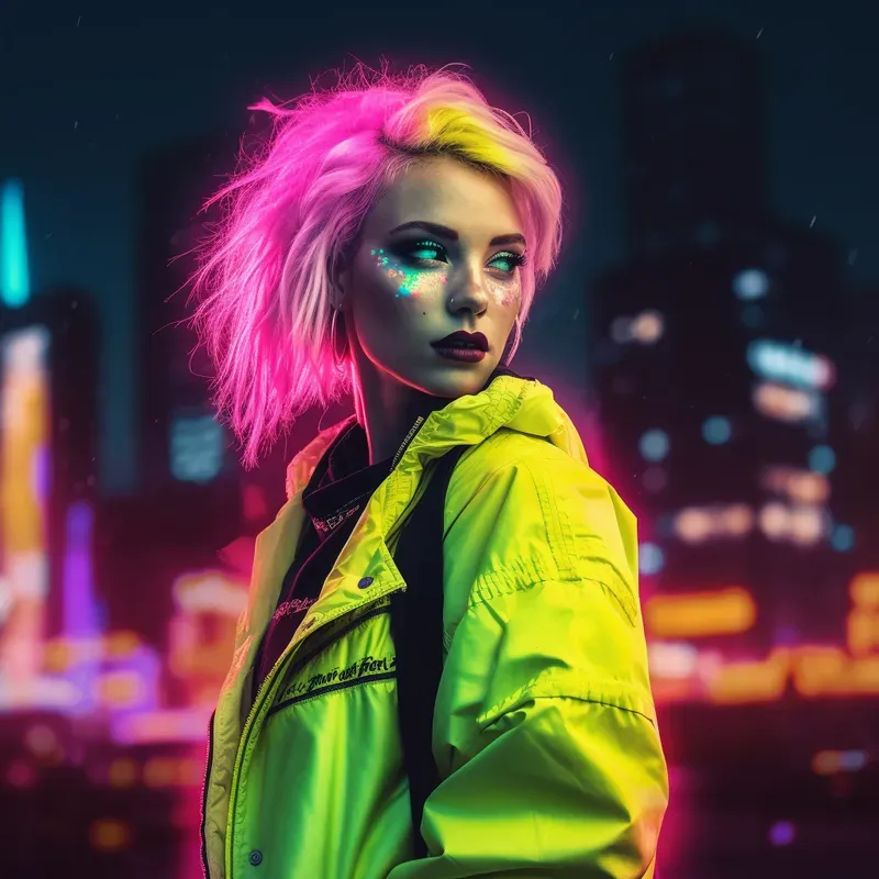 Synthwave Fashion Portrait Photography Midjourney Prompt | PromptBase