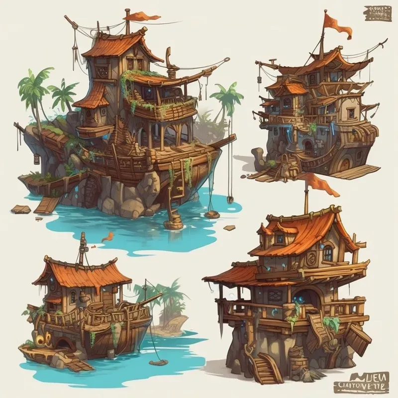 2D Game Level Design Assets Midjourney Prompt | PromptBase