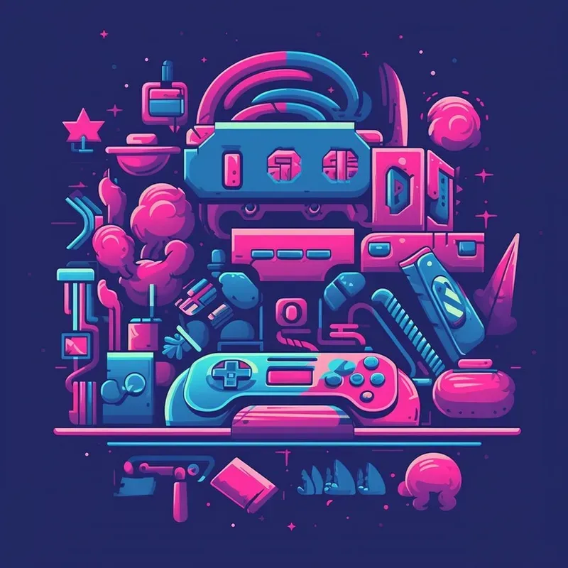 Video Games Flat Style Illustrations Midjourney Prompt | PromptBase