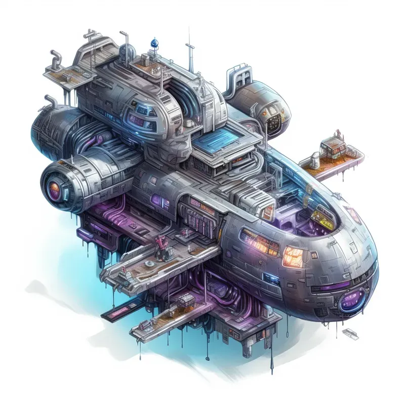 Isometric Watercolor Alien Spaceships Midjourney Prompt | PromptBase