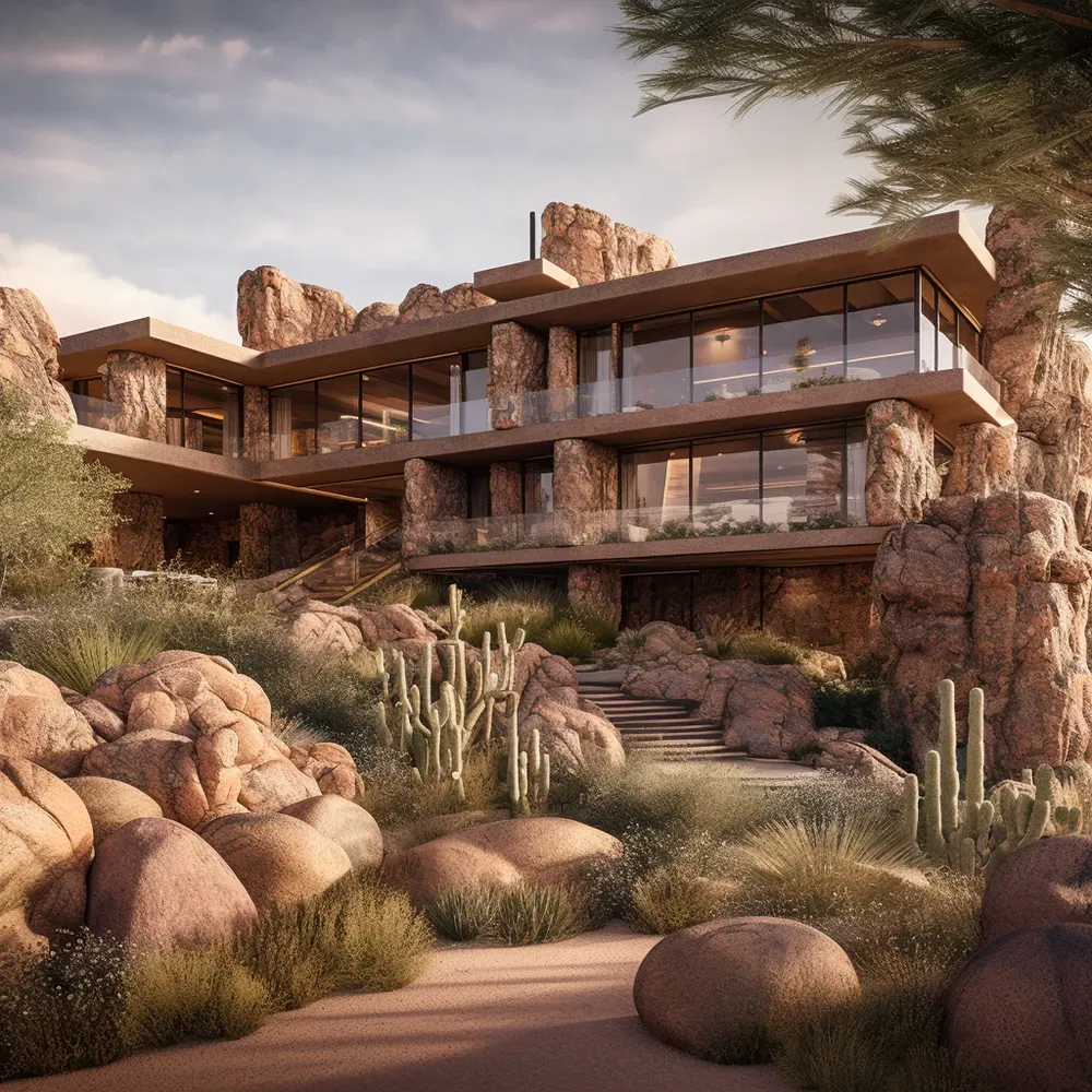 Organic Rustic Architecture Designs Midjourney Prompt | PromptBase