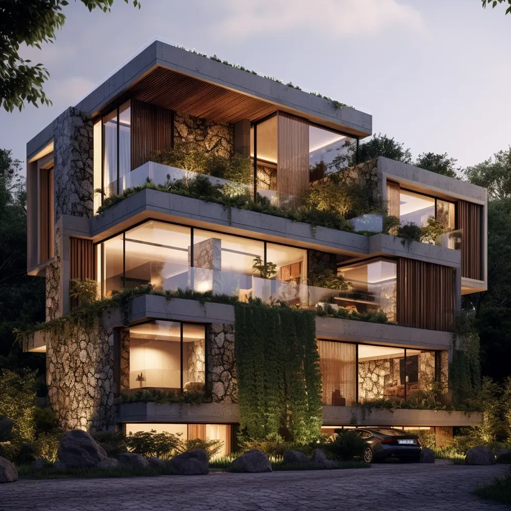 Organic Rustic Architecture Designs Midjourney Prompt | PromptBase