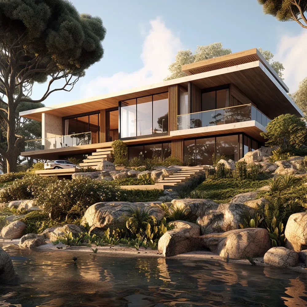 Organic Rustic Architecture Designs Midjourney Prompt | PromptBase