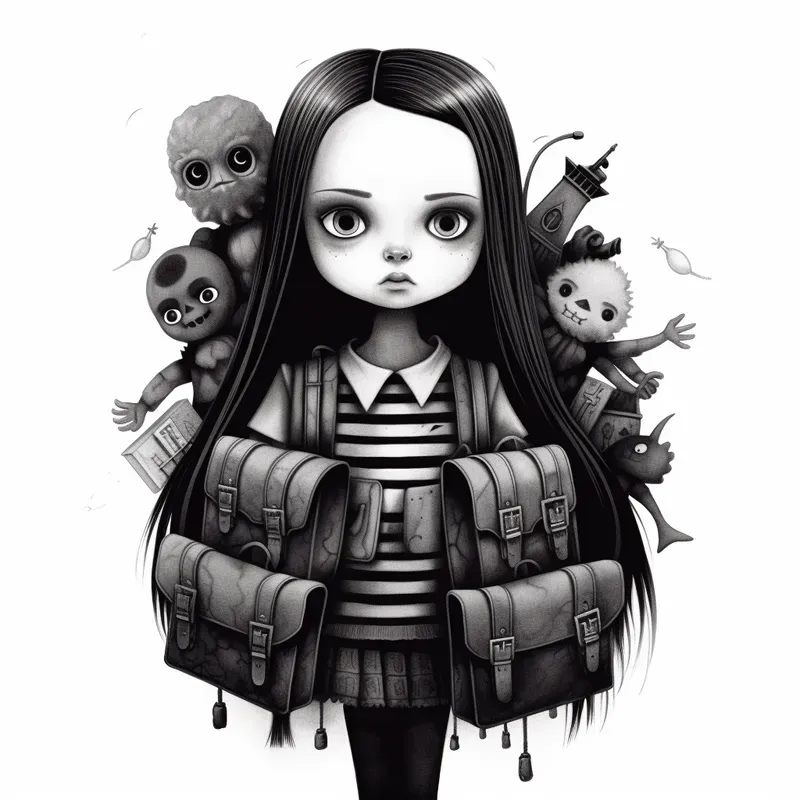 Addams Style Hyper Realistic Cartoons Midjourney Prompt | PromptBase