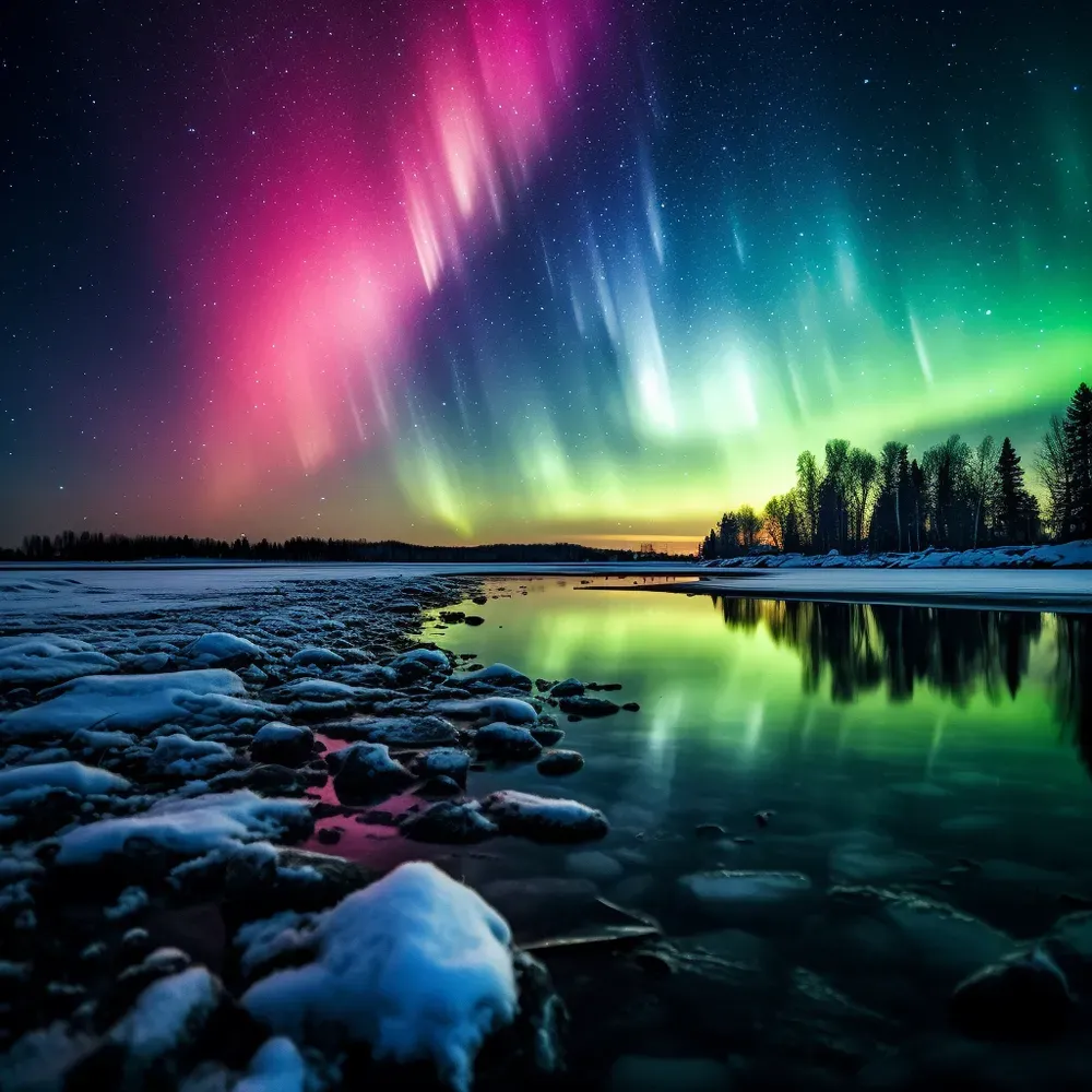 Insane Night Long Exposure Nature Landscapes Midjourney Prompt | PromptBase