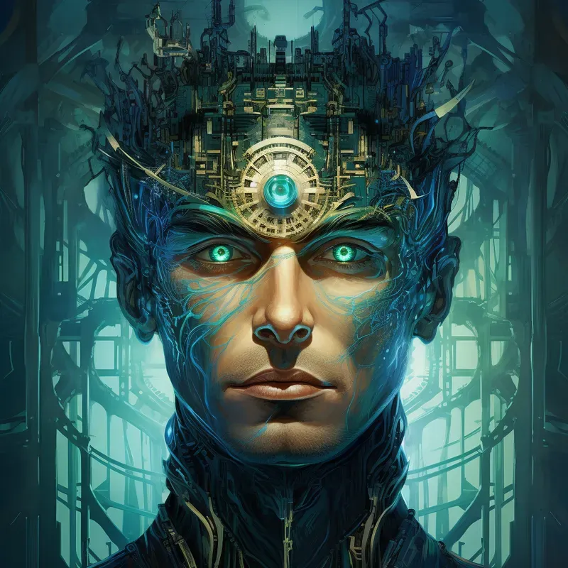 Mucha Giger Cybernetic Hybrid Fusion Art Midjourney Prompt | PromptBase