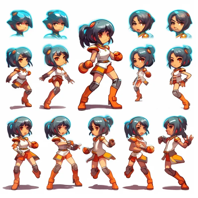 2D Game Character Sheets Midjourney Prompt | PromptBase