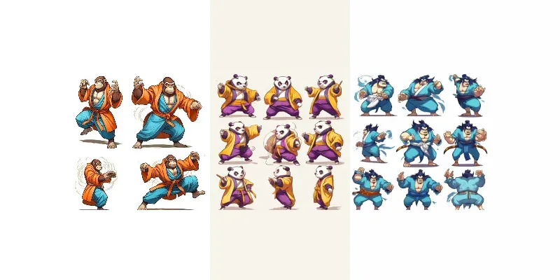 2D Game Character Sheets Midjourney Prompt | PromptBase