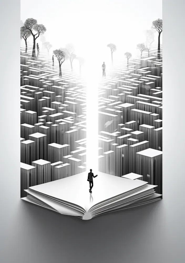 Monochromatic Minimal Book Cover Art Midjourney Prompt | PromptBase