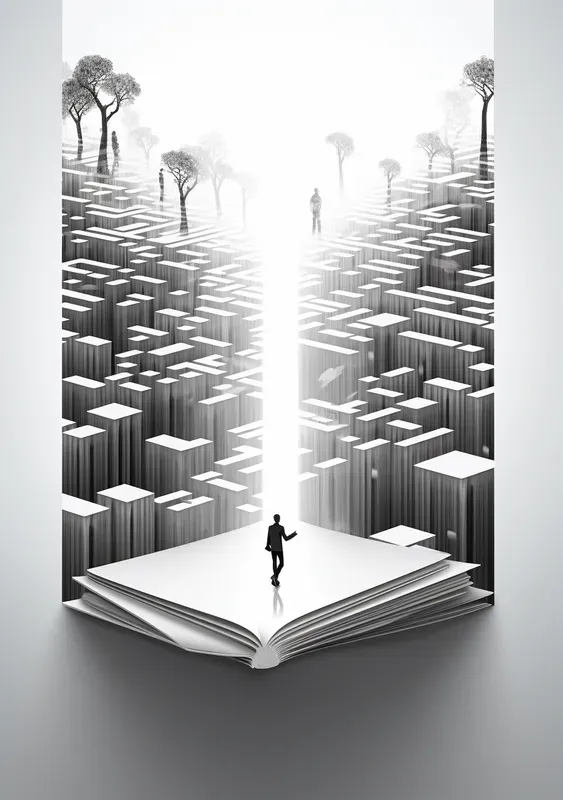 Monochromatic Minimal Book Cover Art Midjourney Prompt | PromptBase