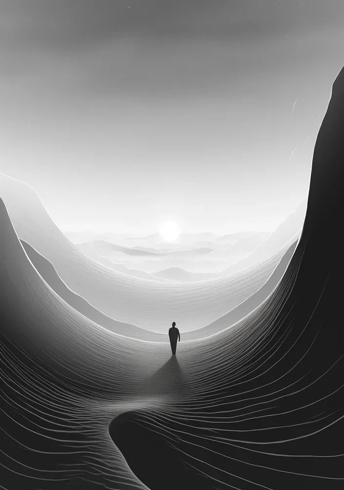 Monochromatic Minimal Book Cover Art Midjourney Prompt | PromptBase