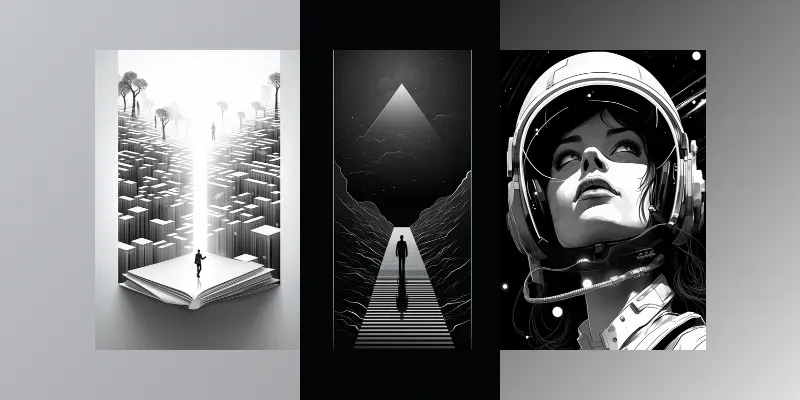 Monochromatic Minimal Book Cover Art Midjourney Prompt | PromptBase