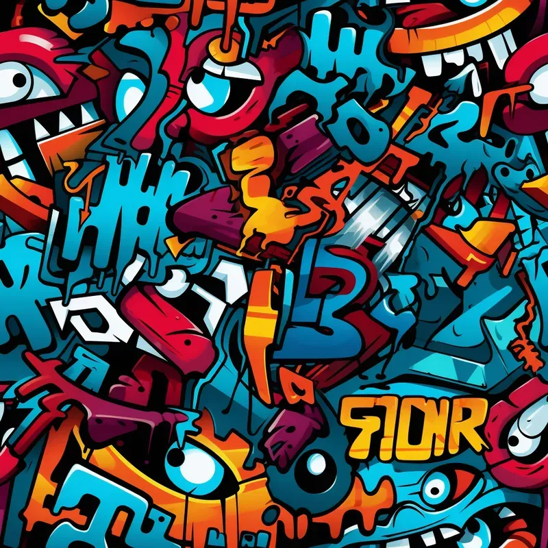 Graffiti Cartoon Seamless Pattern Art Midjourney Prompt | PromptBase