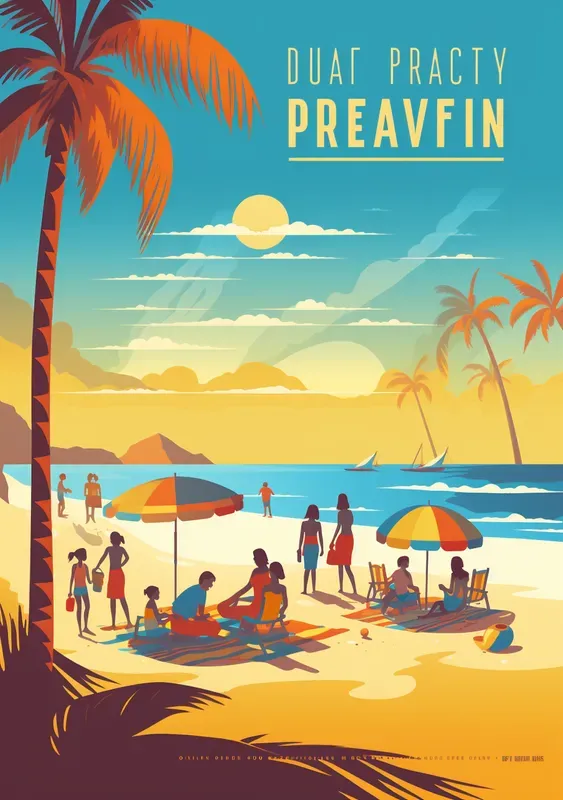 Beach Party Vector Posters Midjourney Prompt | PromptBase