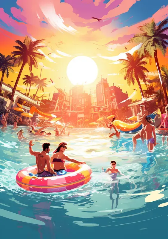 Cool Floats Pool Party Poster Flyers Midjourney Prompt | PromptBase