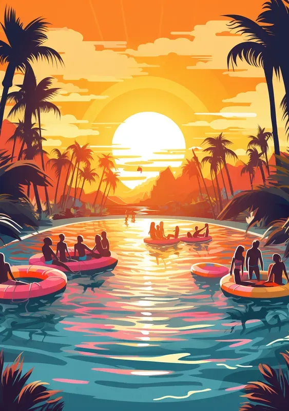 Cool Floats Pool Party Poster Flyers Midjourney Prompt | PromptBase
