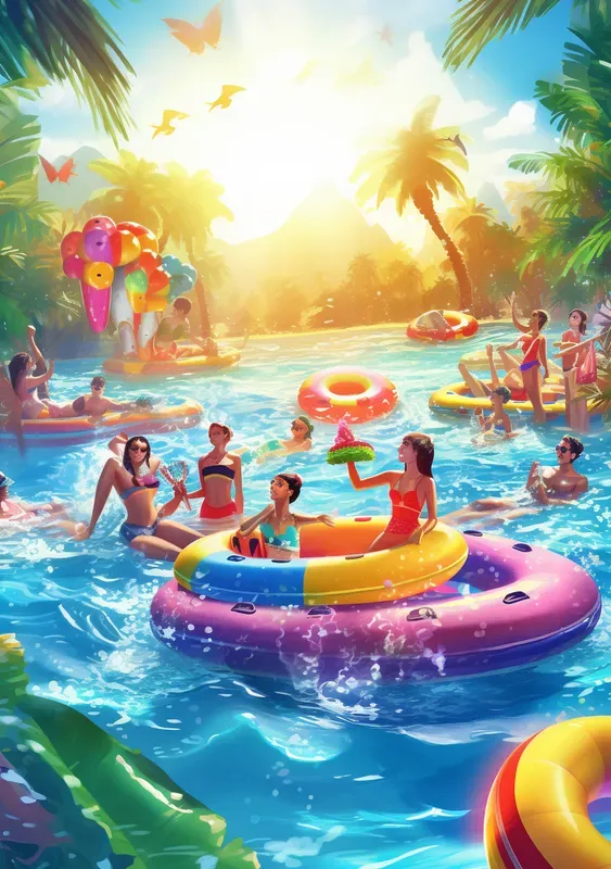 Cool Floats Pool Party Poster Flyers Midjourney Prompt | PromptBase