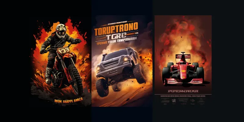 High Octane Motorsport Event Poster Art Midjourney Prompt | PromptBase