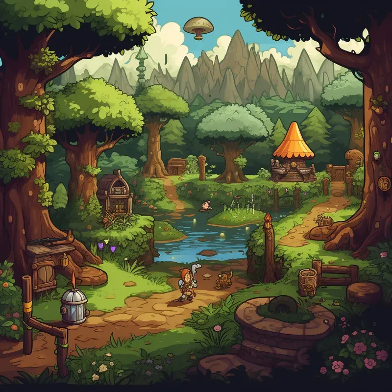 RPG Retro Gaming Inspired Backgrounds Midjourney Prompt | PromptBase