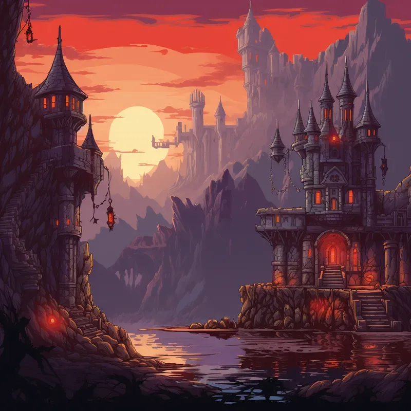 RPG Retro Gaming Inspired Backgrounds Midjourney Prompt | PromptBase