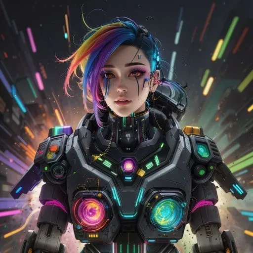 Cyberpunk Rainbow Glowing Illustrations Leonardo Ai Prompt | PromptBase