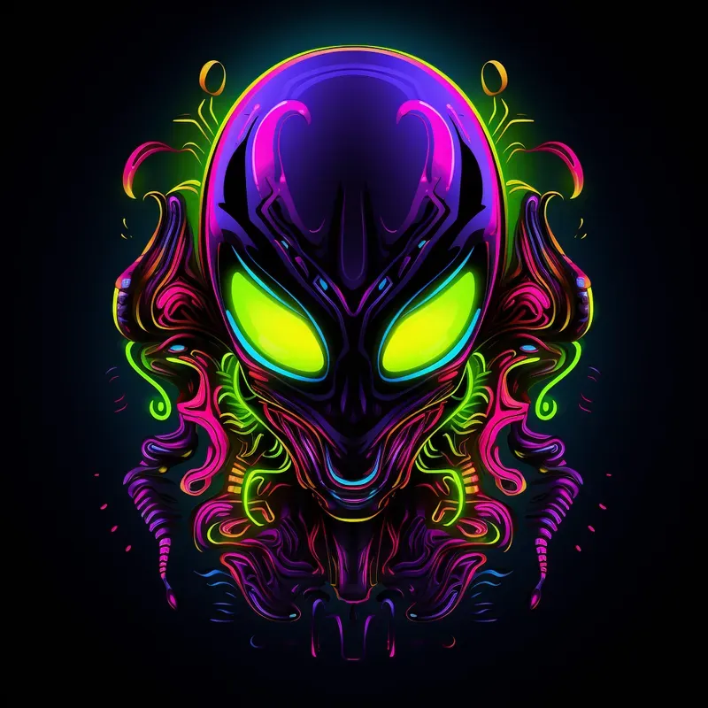 Line Art Neon Doodle Monsters Art Midjourney Prompt | PromptBase