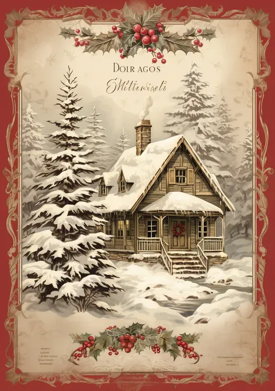 Victorian Christmas Poster Cards Midjourney Prompt | PromptBase