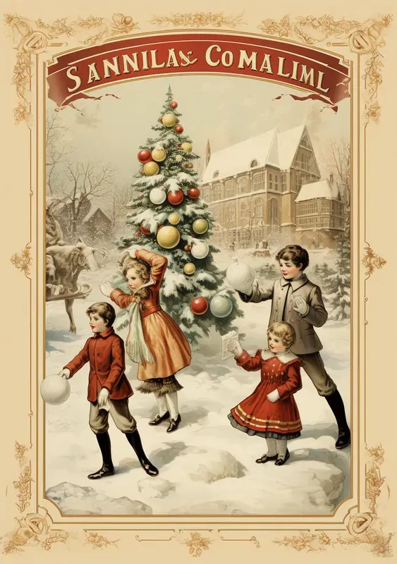 Victorian Christmas Poster Cards Midjourney Prompt | PromptBase