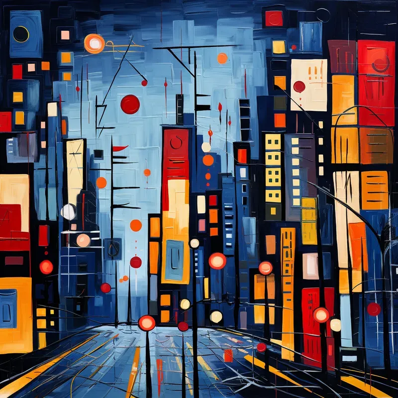 Miro And Mondrian Environment Fusion Art Midjourney Prompt | PromptBase