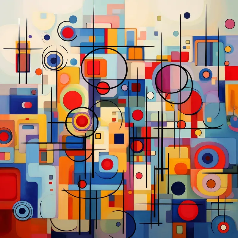 Miro And Mondrian Environment Fusion Art Midjourney Prompt | PromptBase