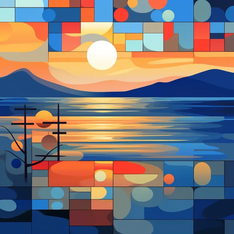 Miro And Mondrian Environment Fusion Art Midjourney Prompt | PromptBase