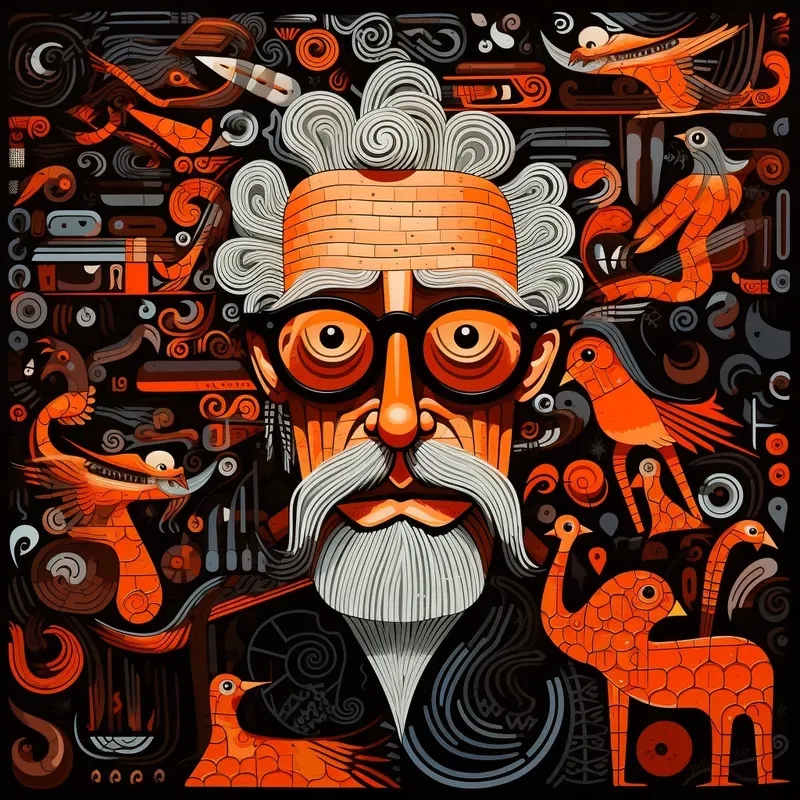 Escher And Miro Silly Fusion Art Midjourney Prompt | PromptBase