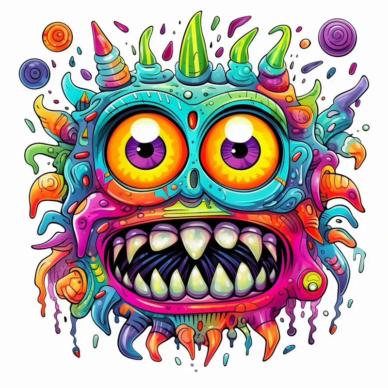 Cosmic Alien 2D Doodle Monsters Midjourney Prompt | PromptBase