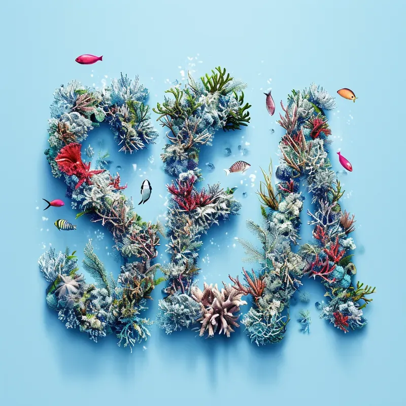 Coral Reef Made Text Fonts Midjourney Prompt | PromptBase