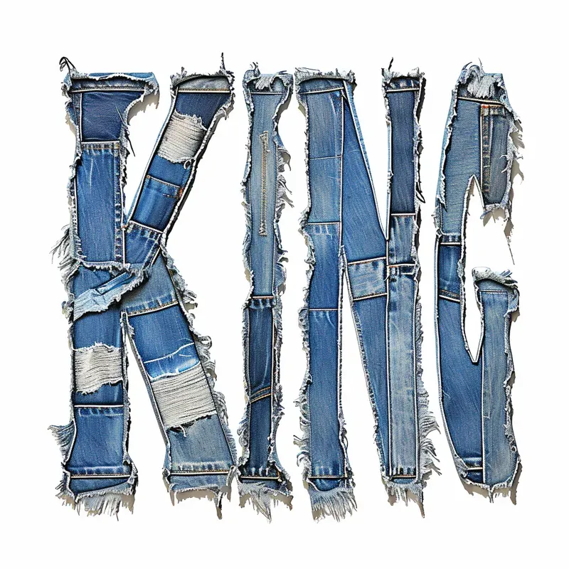 Blue Jeans Made Font Texts Midjourney Prompt | PromptBase