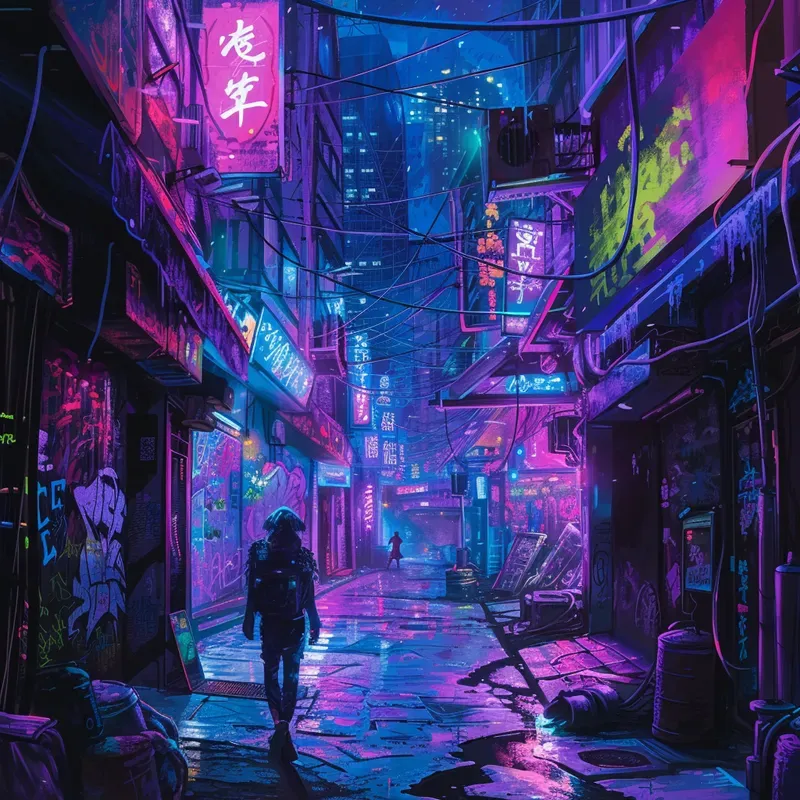 Neon Graffiti In Cyberpunk Cities Midjourney Prompt | PromptBase