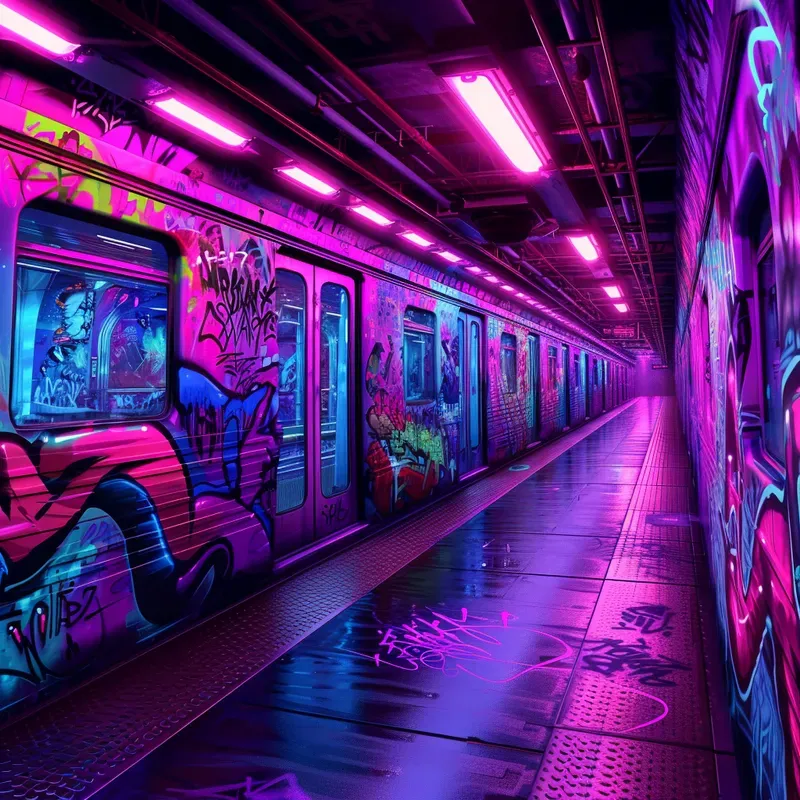 Neon Graffiti In Cyberpunk Cities Midjourney Prompt | PromptBase