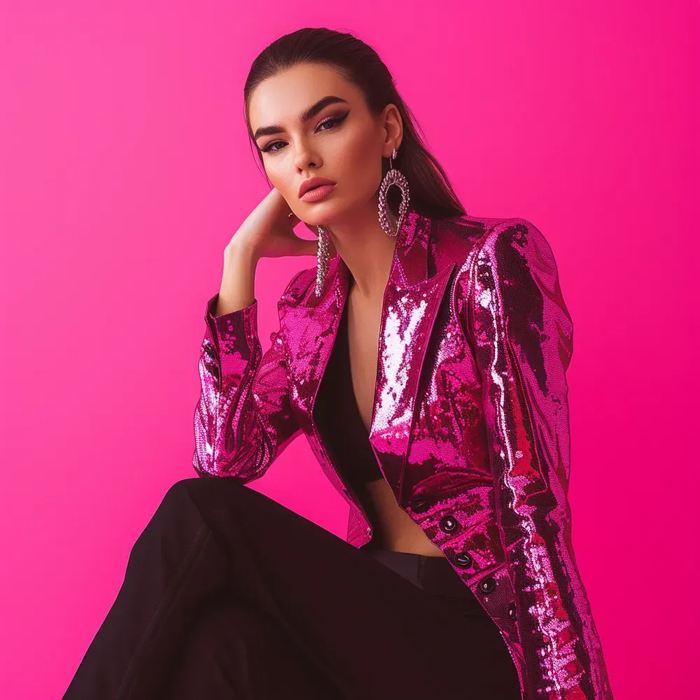 Elegant Fashion Models On Vibrant Pink Midjourney Prompt | PromptBase