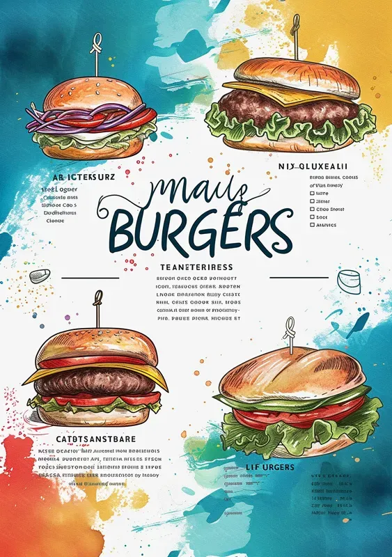 Watercolor Food Menus With Titles Midjourney Prompt | PromptBase