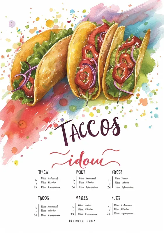 Watercolor Food Menus With Titles Midjourney Prompt | PromptBase