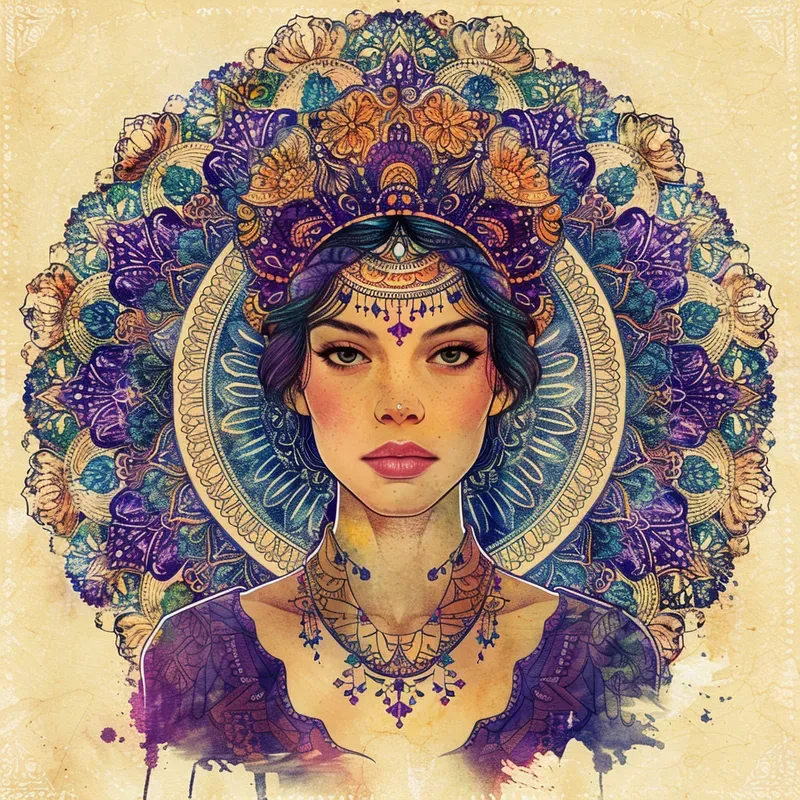 Mandala Fusion Illustration Art Midjourney Prompt | PromptBase