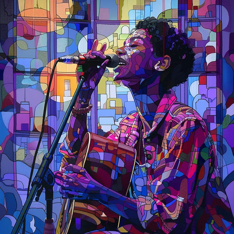 Narratives Lyons Colorful Fusion Art Midjourney Prompt | PromptBase