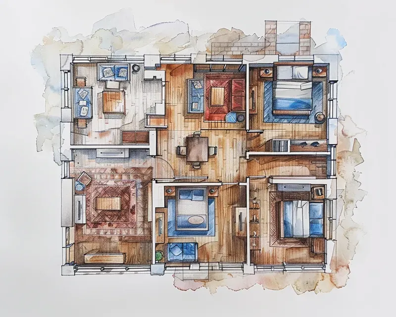 2D Conceptual Sketches Interior Design Midjourney Prompt | PromptBase