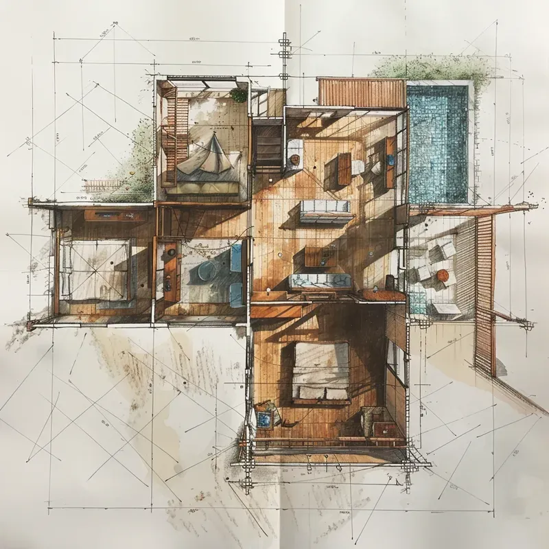 2D Twodimensional Architectural Blueprints Midjourney Prompt | PromptBase