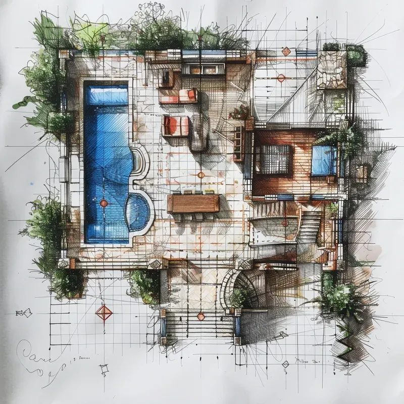 2D Twodimensional Architectural Blueprints Midjourney Prompt | PromptBase