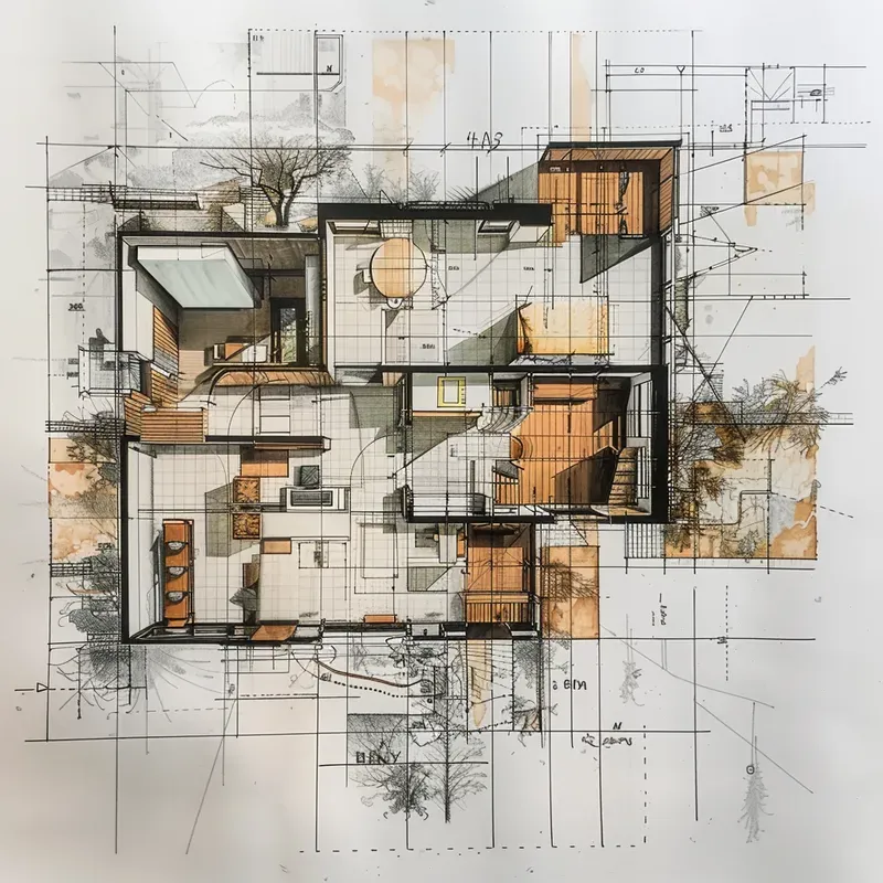 2D Twodimensional Architectural Blueprints Midjourney Prompt | PromptBase