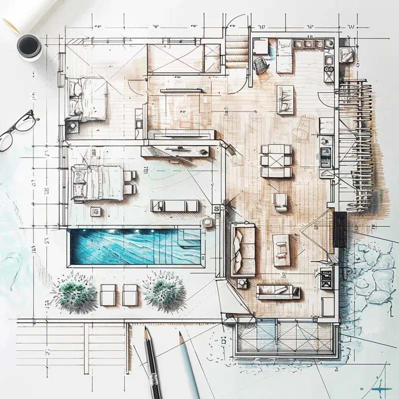 2D Twodimensional Architectural Blueprints Midjourney Prompt | PromptBase