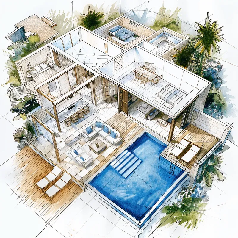 2D Twodimensional Architectural Blueprints Midjourney Prompt | PromptBase