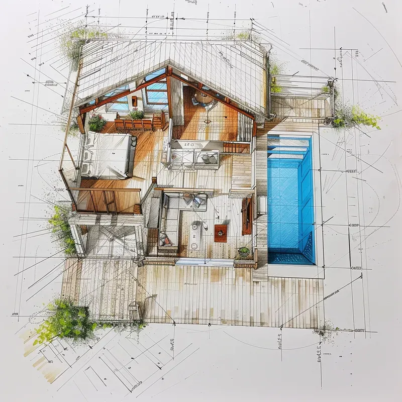 2D Twodimensional Architectural Blueprints Midjourney Prompt | PromptBase