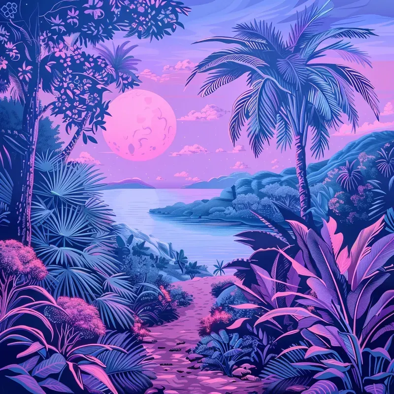 Vaporwave Jungle Indigo Wave Prism Art Midjourney Prompt | PromptBase